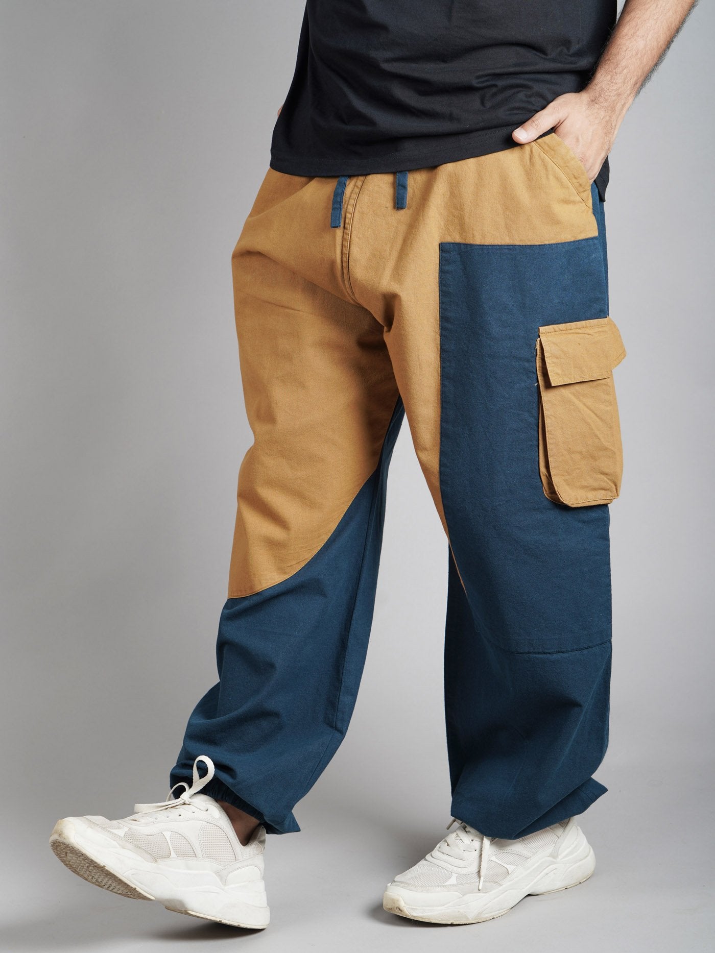 Duo Navy Tan Earthy Hoppers - Unisex Pants For Men And Women