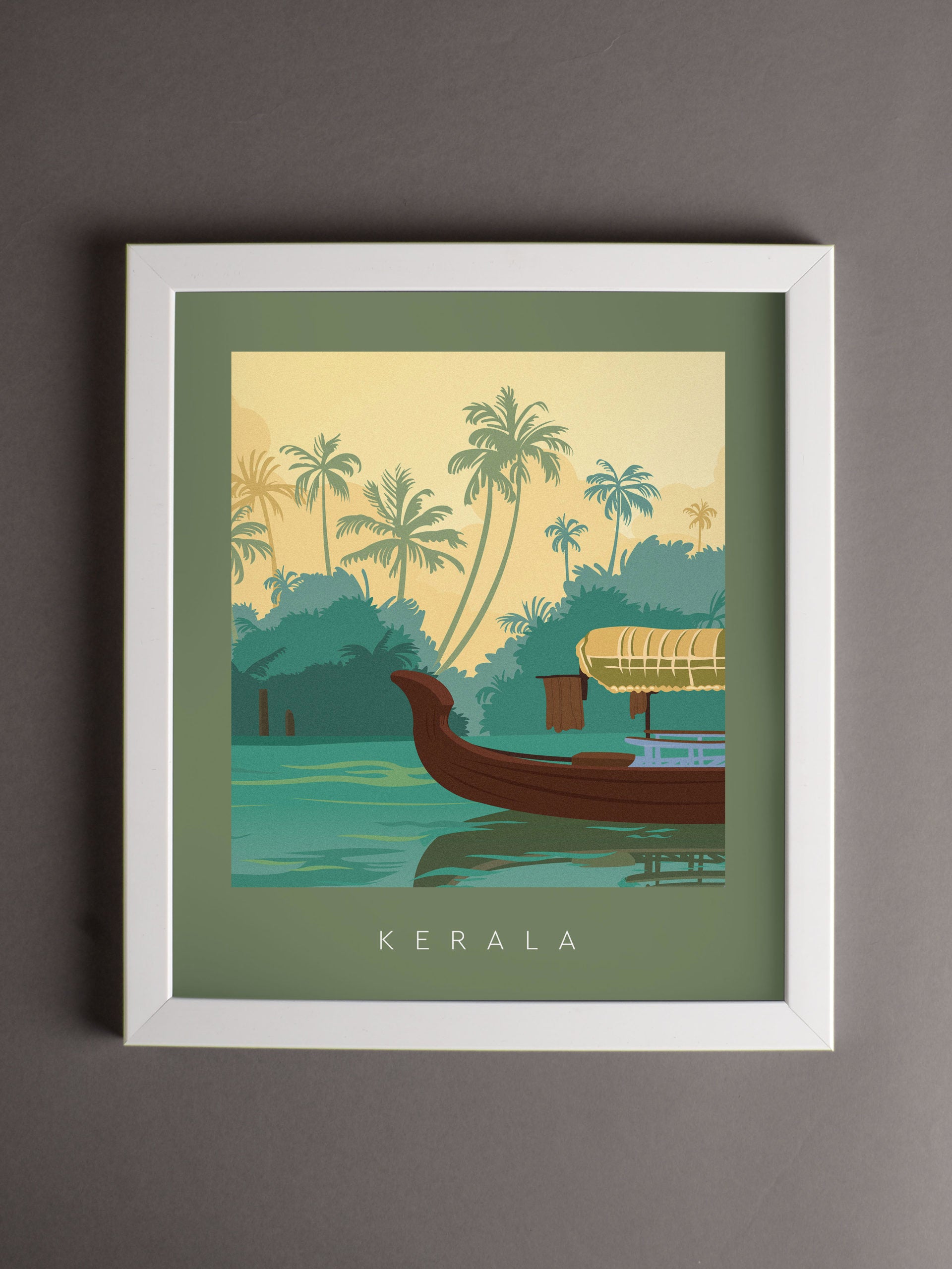 Kerala Backwaters: Sketches Of India - Framed Art Print