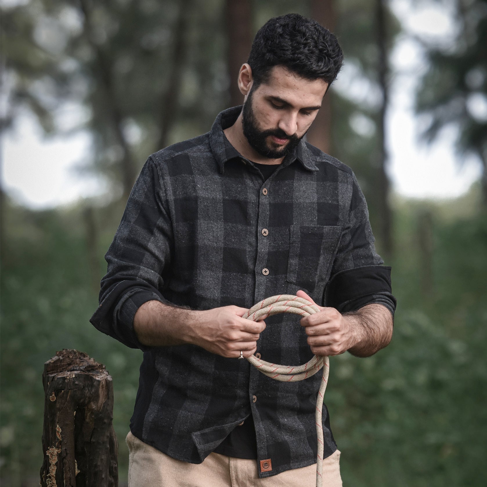 Black & Grey Checks - Recycled Flannel Shirt by Bombay Trooper